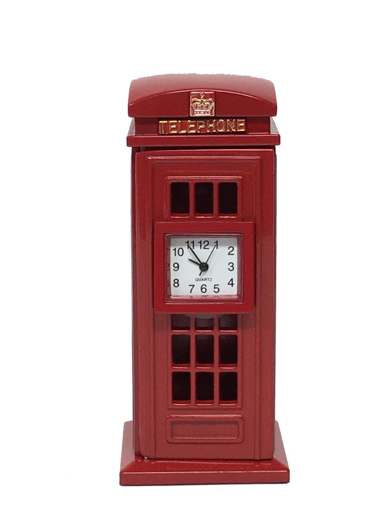 British Phone Booth Miniature Clock – Halim Time & Glass Museum